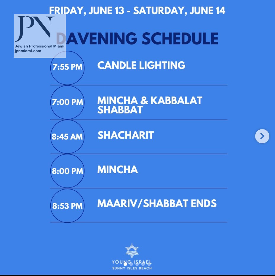 Young Israel SIB: Davening Shabbat 6/13 - JPN Miami
