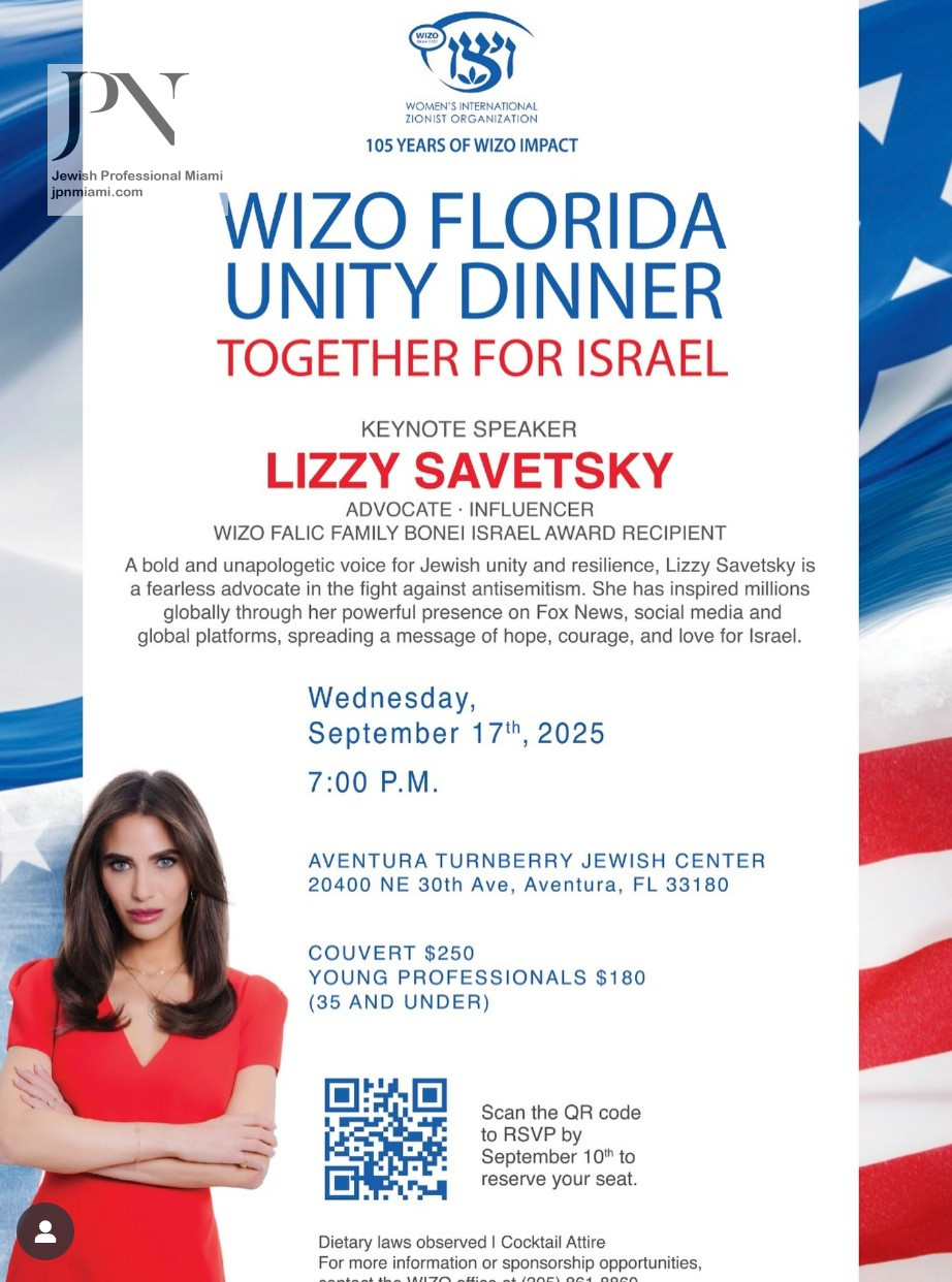 WIZO Florida: Unity Dinner Together for Israel - JPN Miami